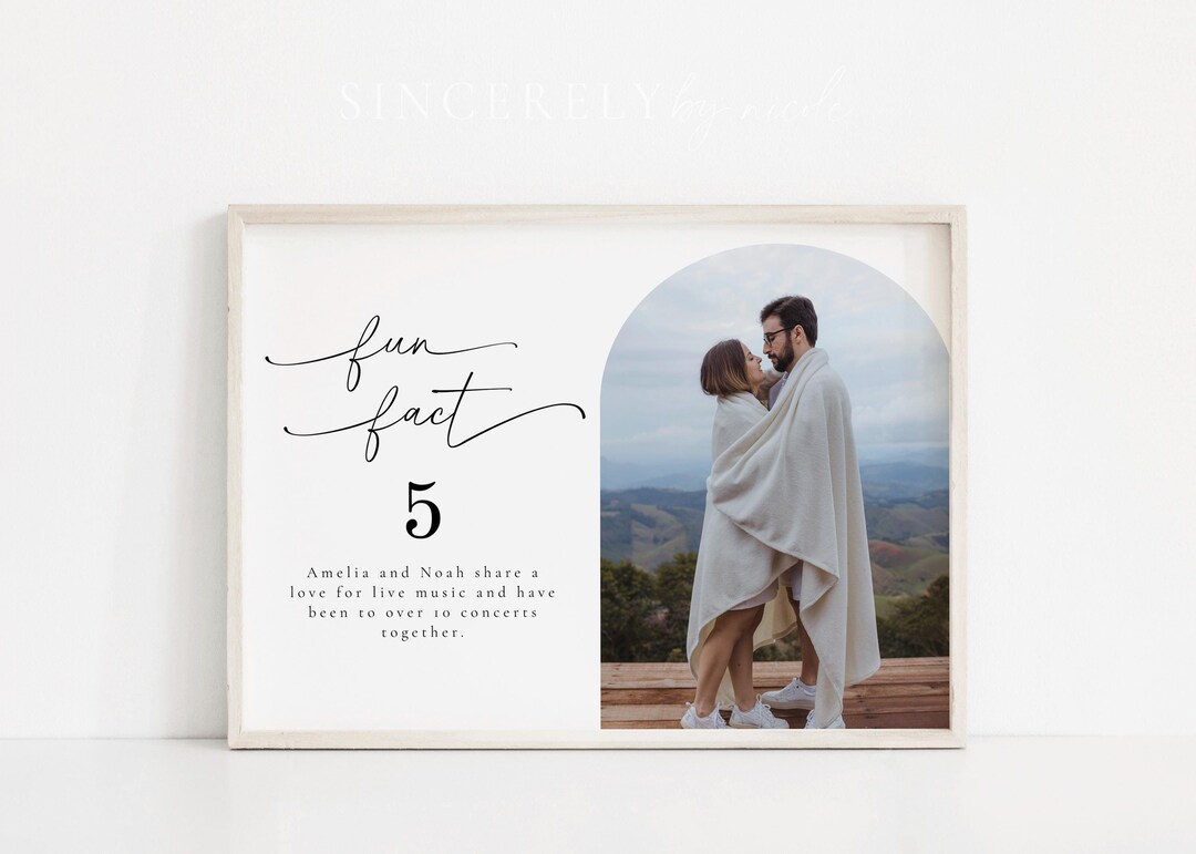 Fun Fact Table Number, Couple Fun Fact Photo Wedding Table Number, Fun ...