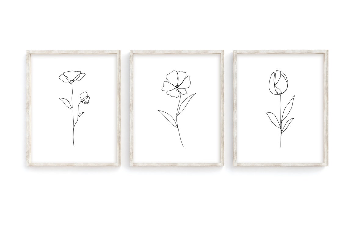 PRINTABLE Floral Line Art Print, Instant Download Printable Modern ...