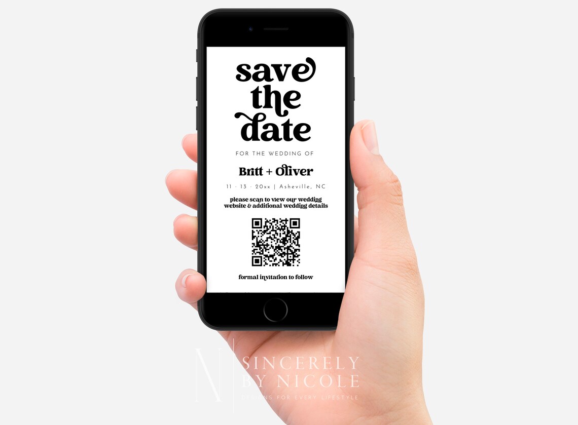 Text Save the Date With QR Code Instant Download Save the - Etsy