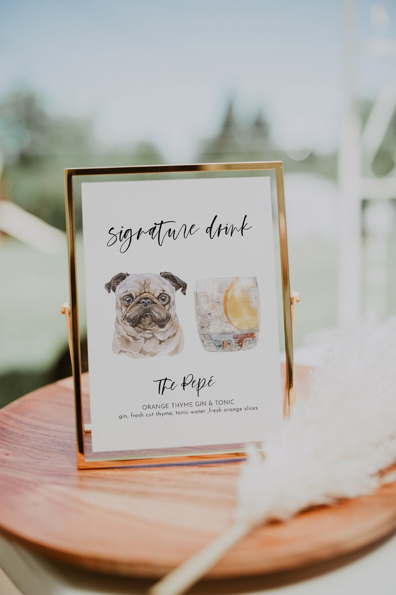Fully Editable Dog Signature Drinks Sign Printable Signature - Etsy
