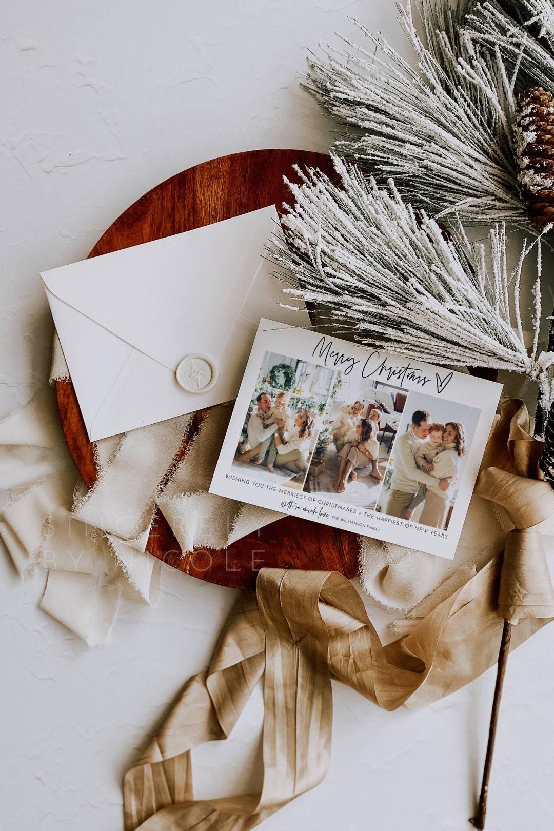 Printable Modern Minimalist Christmas Card, Photo Holiday Card Template ...