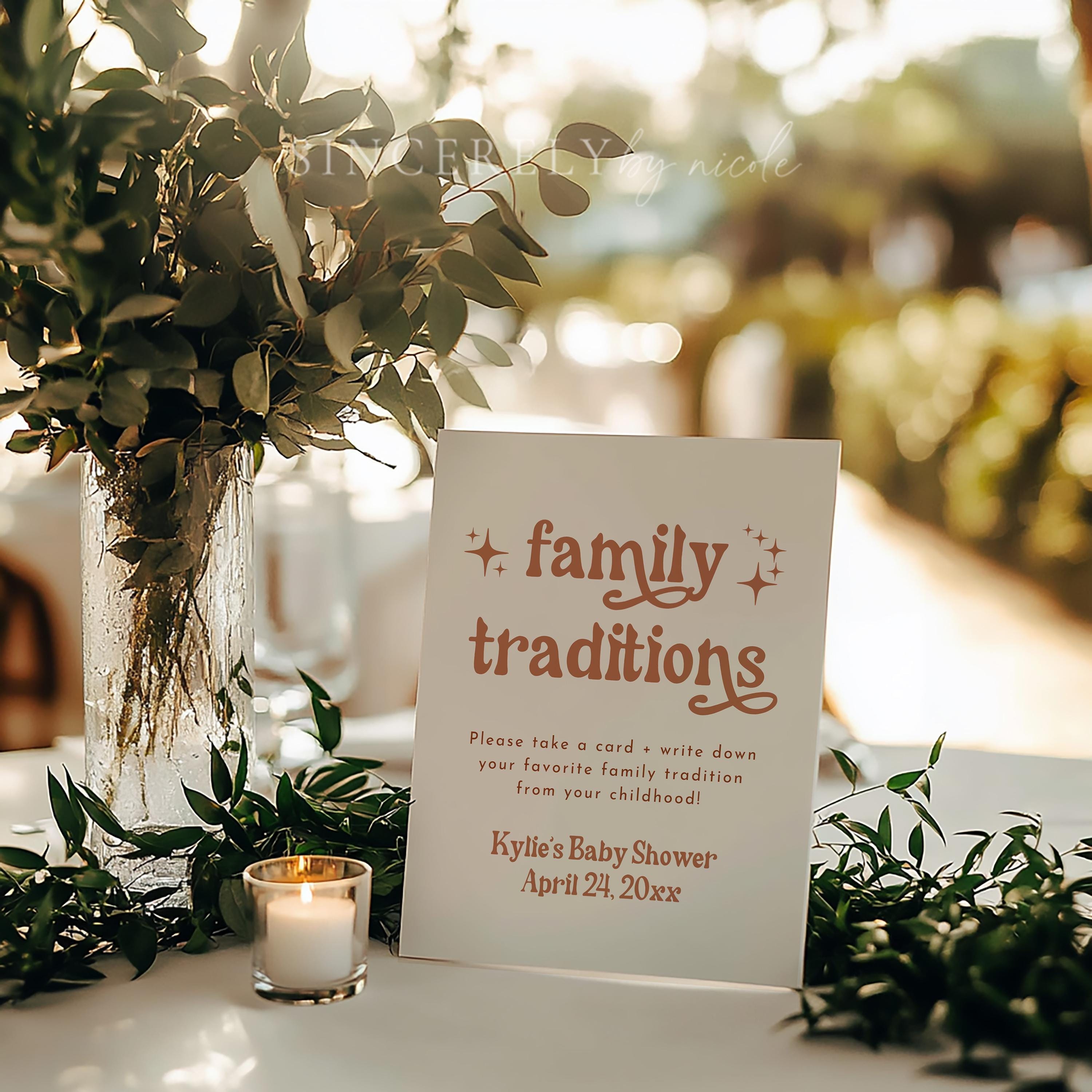 PRINTED & SHIPPED Family Traditions Sign, Baby Shower Share A Memory ...