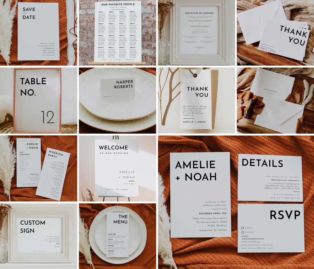 Modern Wedding Bundle, Minimalist Wedding Bundle, Wedding Signage ...