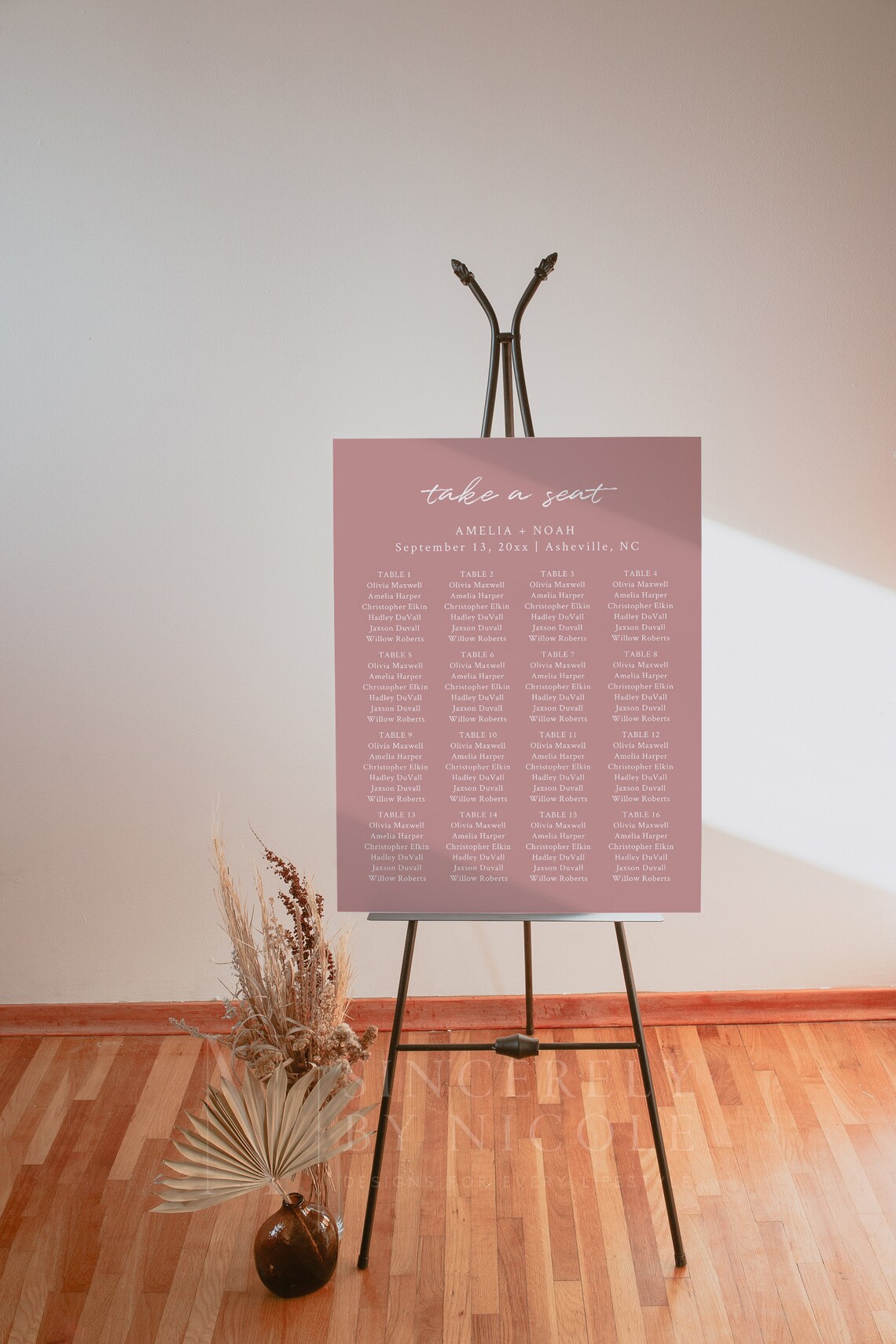 Blush Pink Seating Chart Template DIY Seating Plan Wedding - Etsy