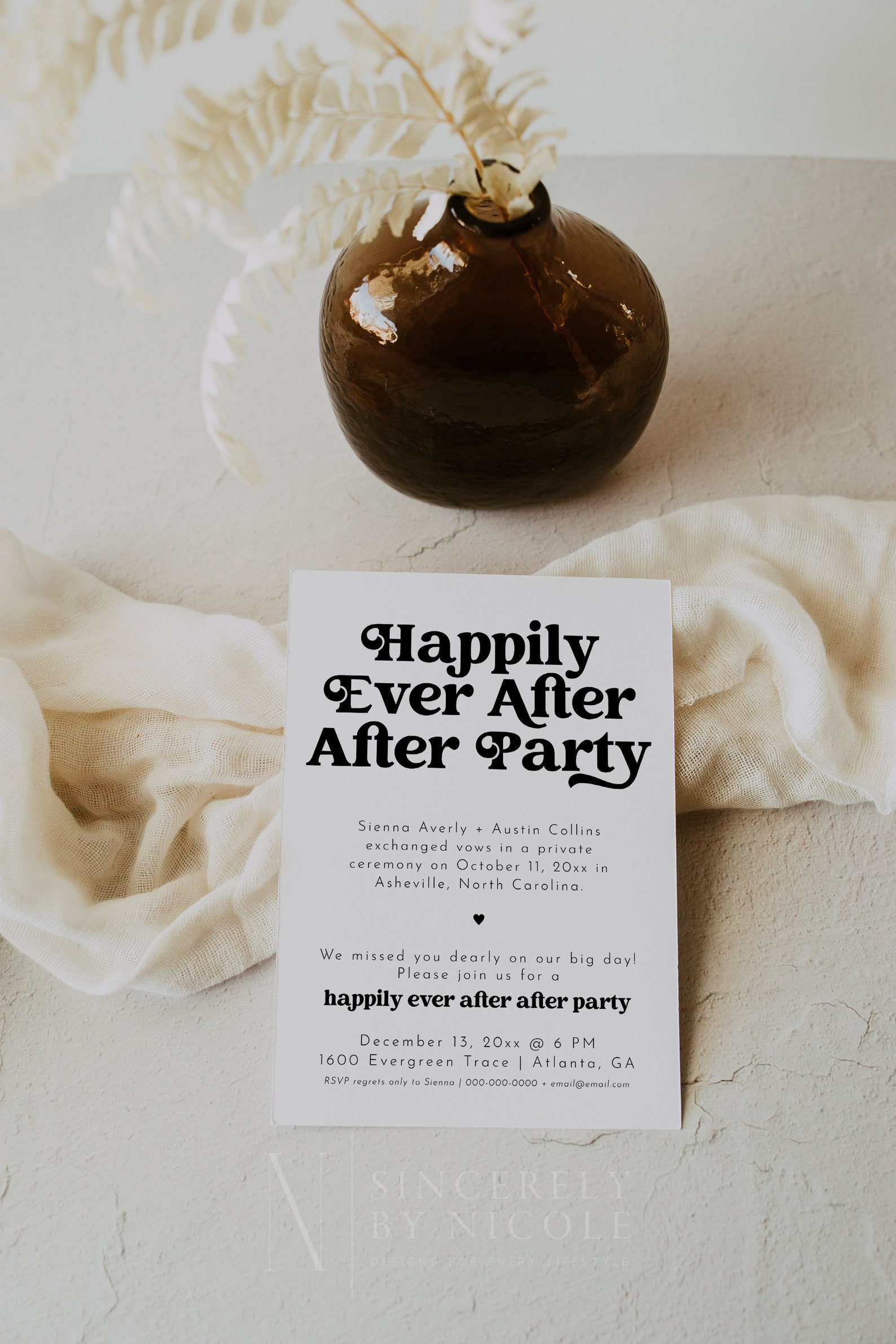 Retro Elopement Party Invitation, Groovy Elopement Announcement ...