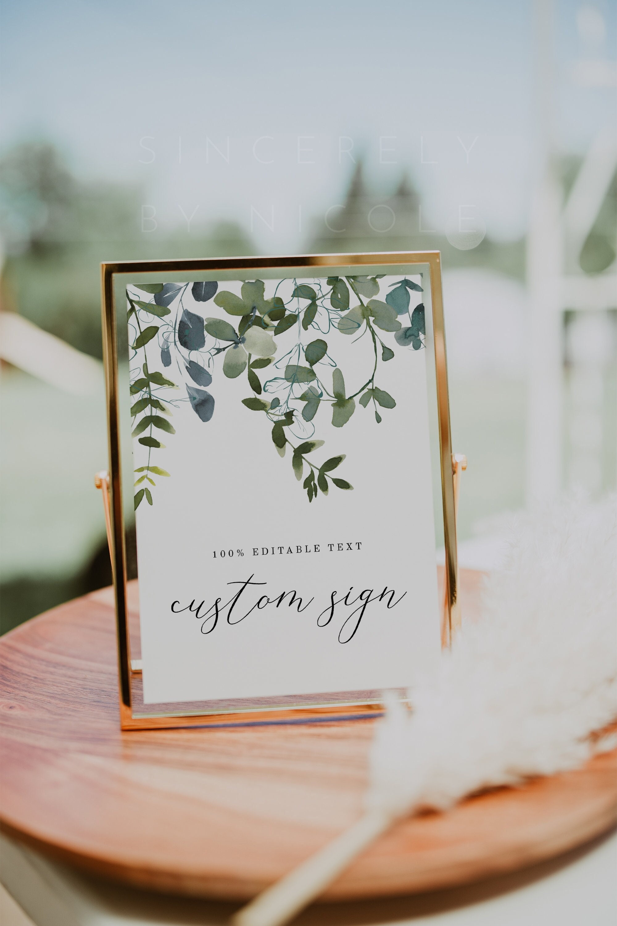 Corjl Editable Sign Template Greenery Sign Template Greenery - Etsy
