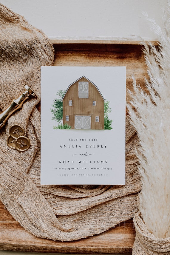 Barn Save the Date Rustic Barn Save the Date Wedding Venue | Etsy