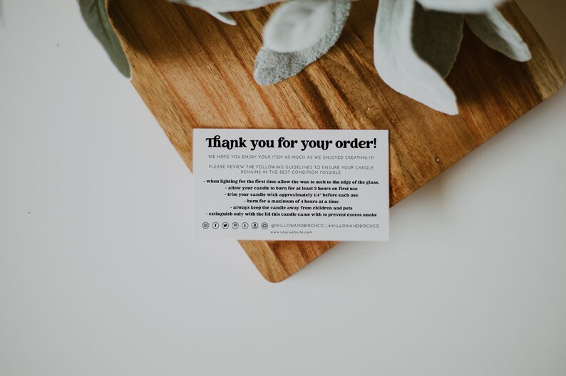 Candle Care Card Printable Candle Instructions Editable Care - Etsy
