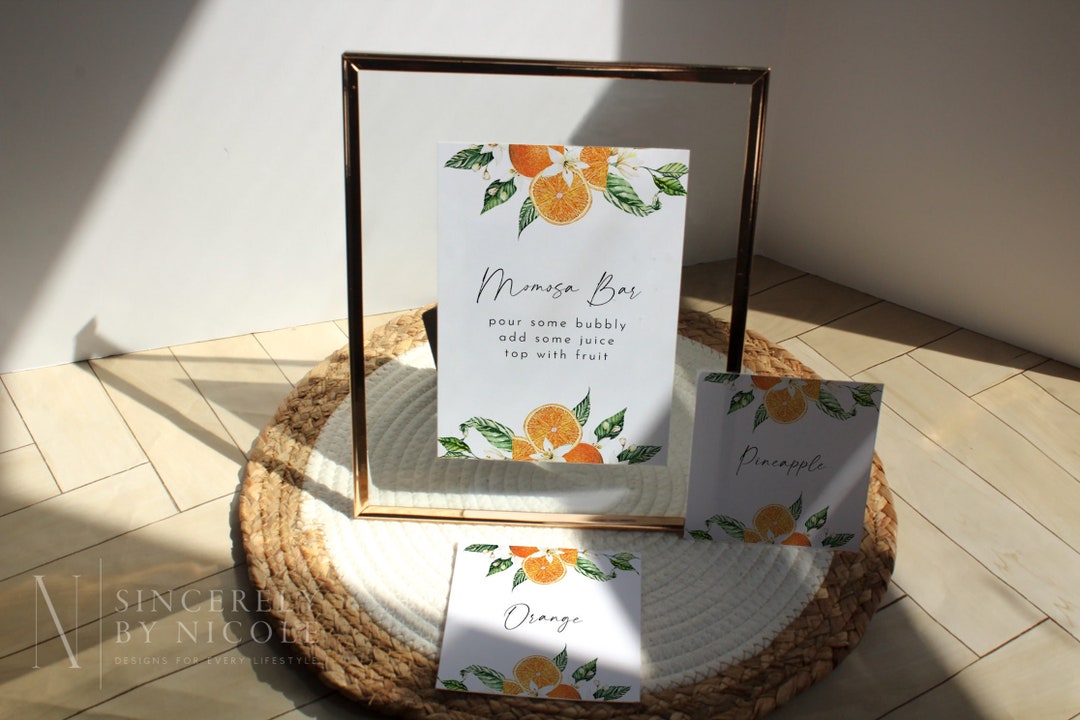 Citrus Baby Shower Momosa Sign, Momosa Bar Sign Printable, Orange Baby ...