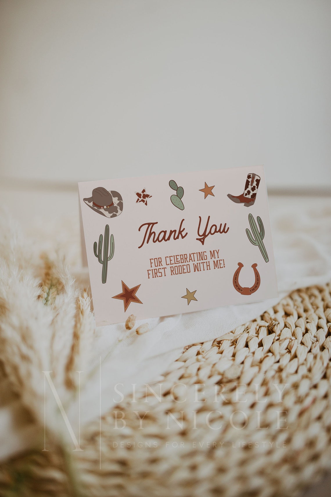 First Rodeo Birthday Thank You Card, Cowboy Thank You Card, Western ...
