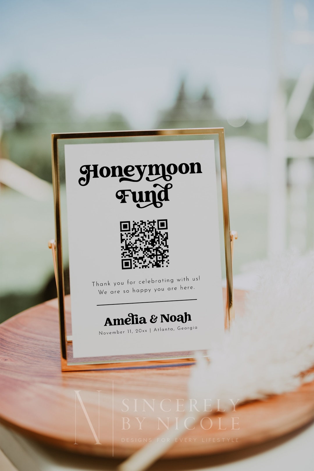 Honeymoon Fund QR Code Sign, Wedding QR Code Sign Printable, Venmo QR ...