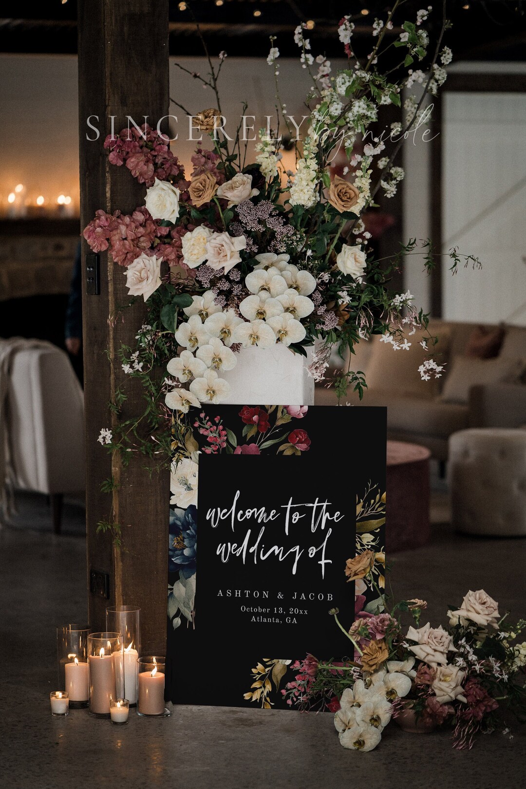 Moody Wedding Welcome Sign Template, Moody Wedding Welcome Poster ...