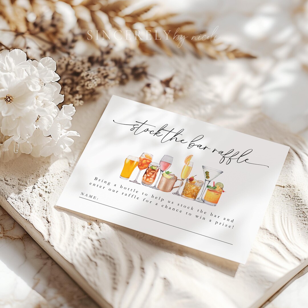PRINTED & SHIPPED Stock the Bar Bottle Raffle Ticket, Stock the Bar ...
