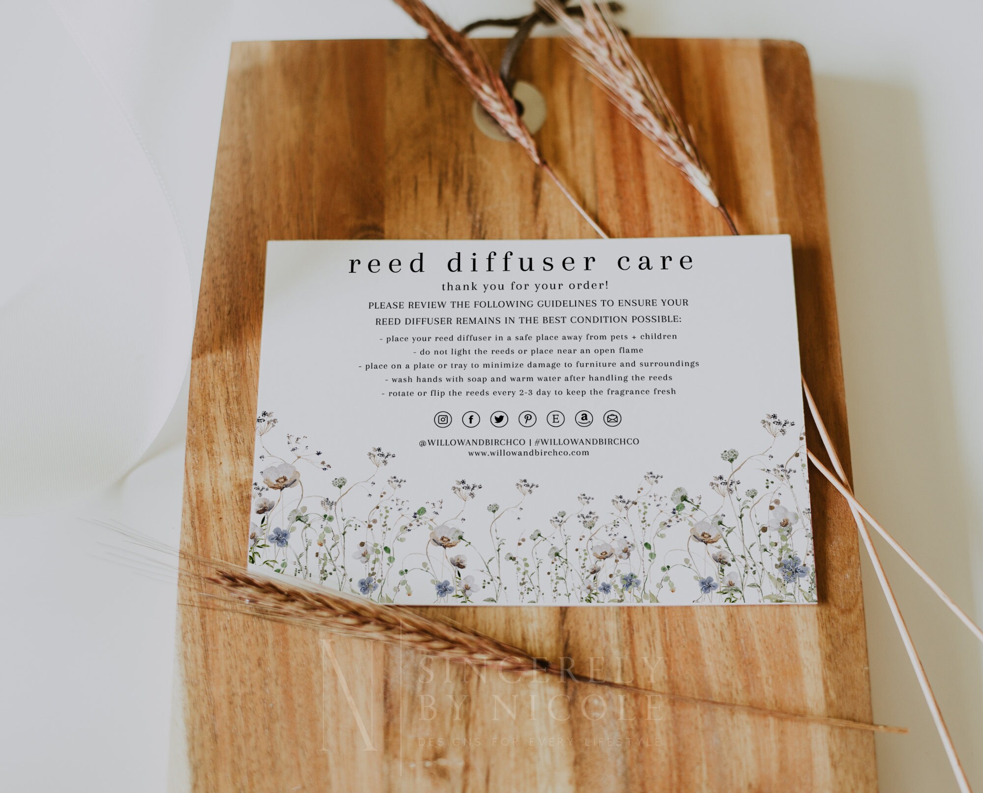 Reed Diffuser Card Printable Diffuser Instructions Editable - Etsy