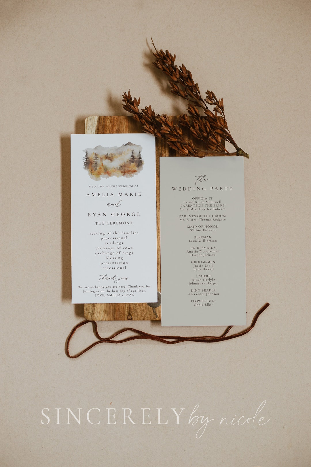 Fall Wedding Program Template Editable Printable Autumn - Etsy