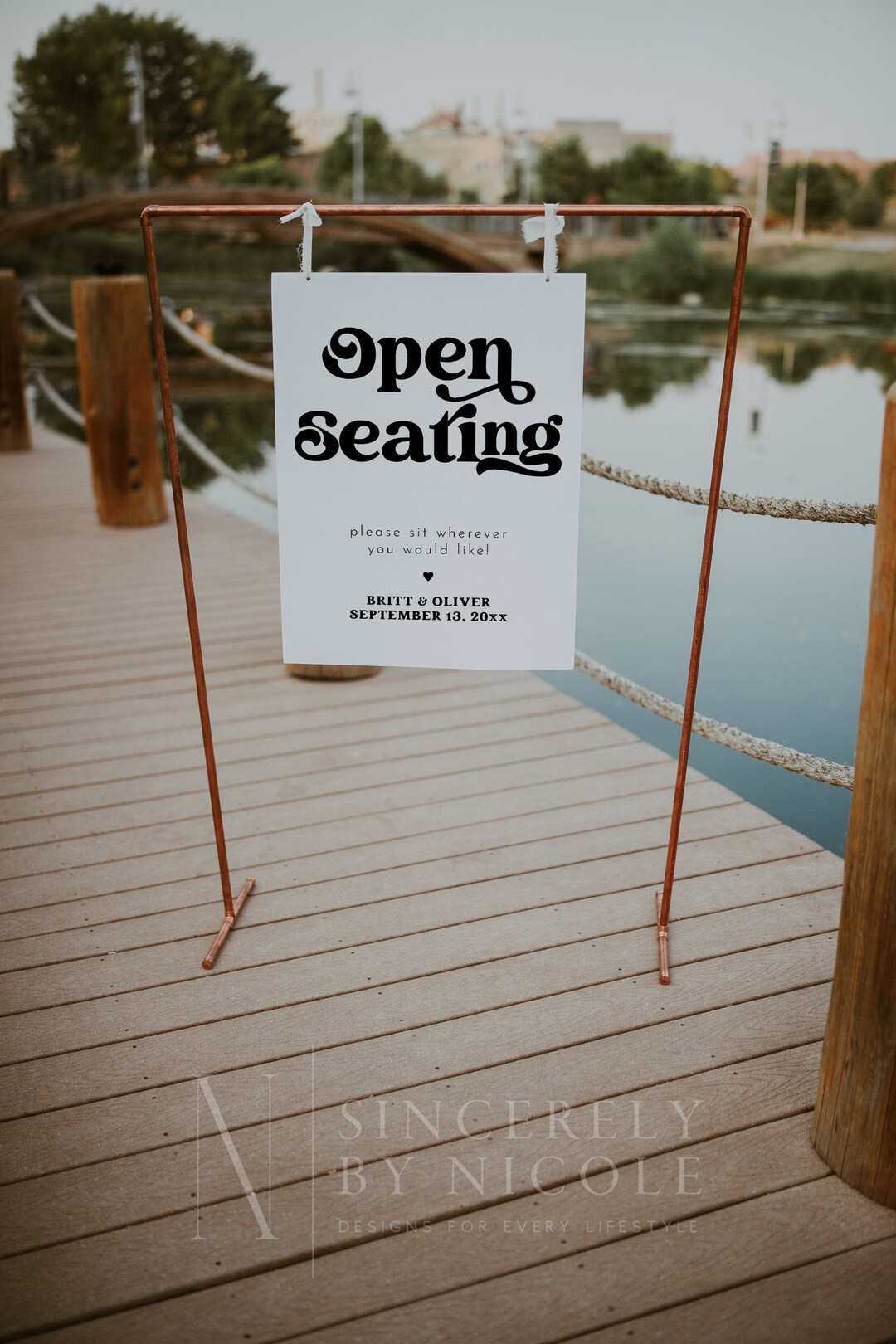 Retro Open Seating Wedding Sign Template, Editable Printable Open ...