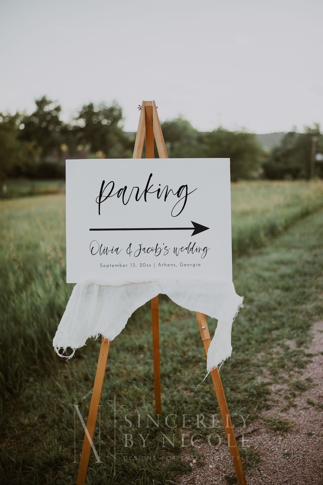Wedding Parking Sign, Arrow Parking Sign Template, Editable Printable ...