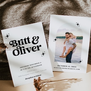 Retro Wedding Invitation Suite Template, Retro Wedding Invitation ...