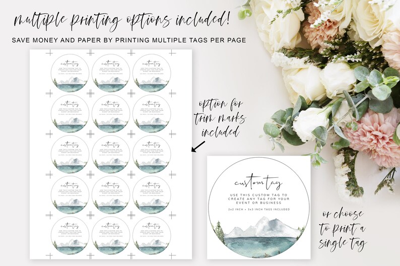 Mountain Tags Editable Printable Favor Tag Mountain Wedding - Etsy