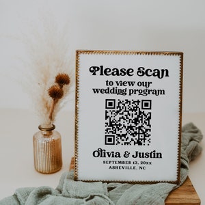QR Code Wedding Program, Scan to View Our Ceremony Program, QR Code ...
