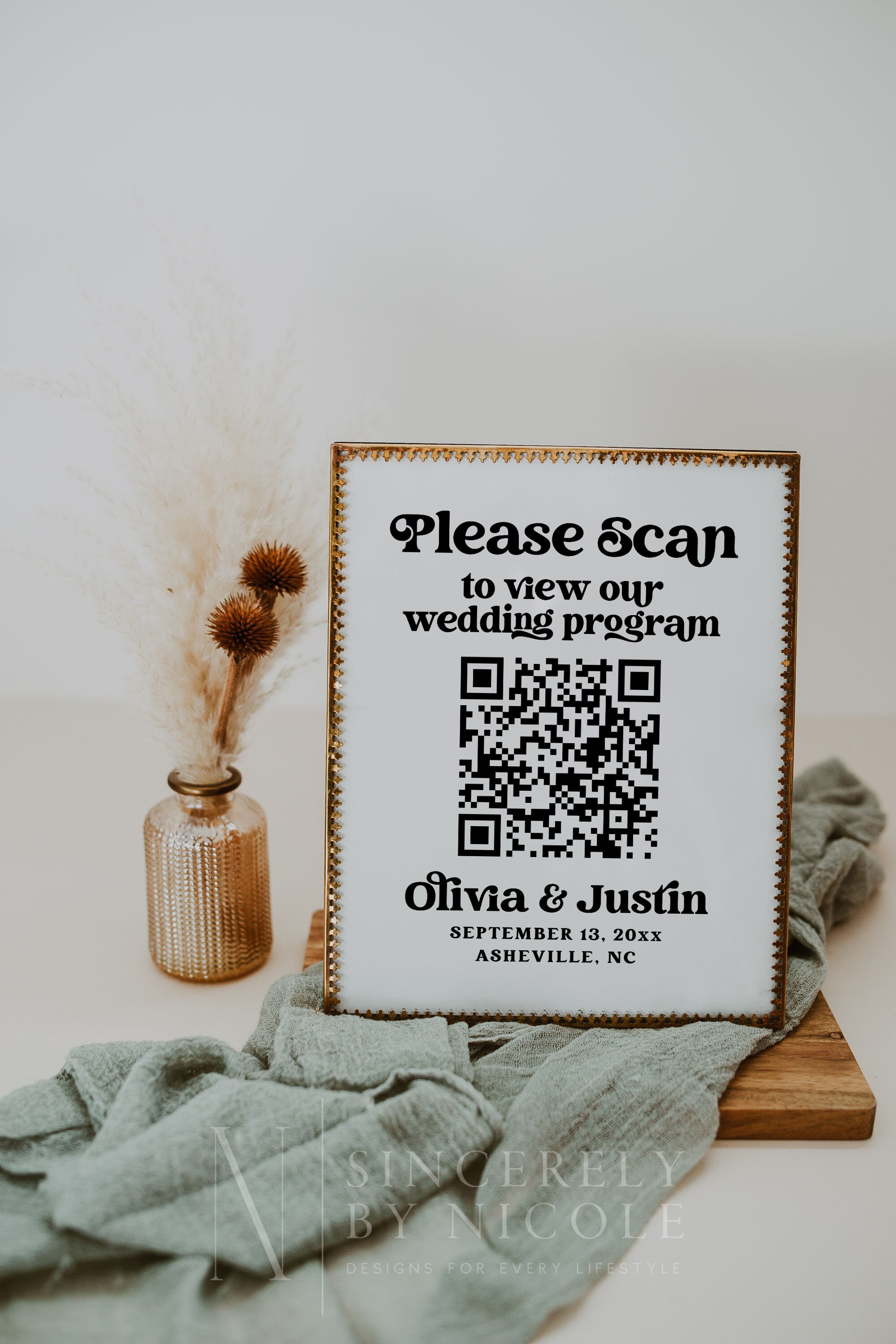 QR Code Wedding Program, Scan to View Our Ceremony Program, QR Code ...