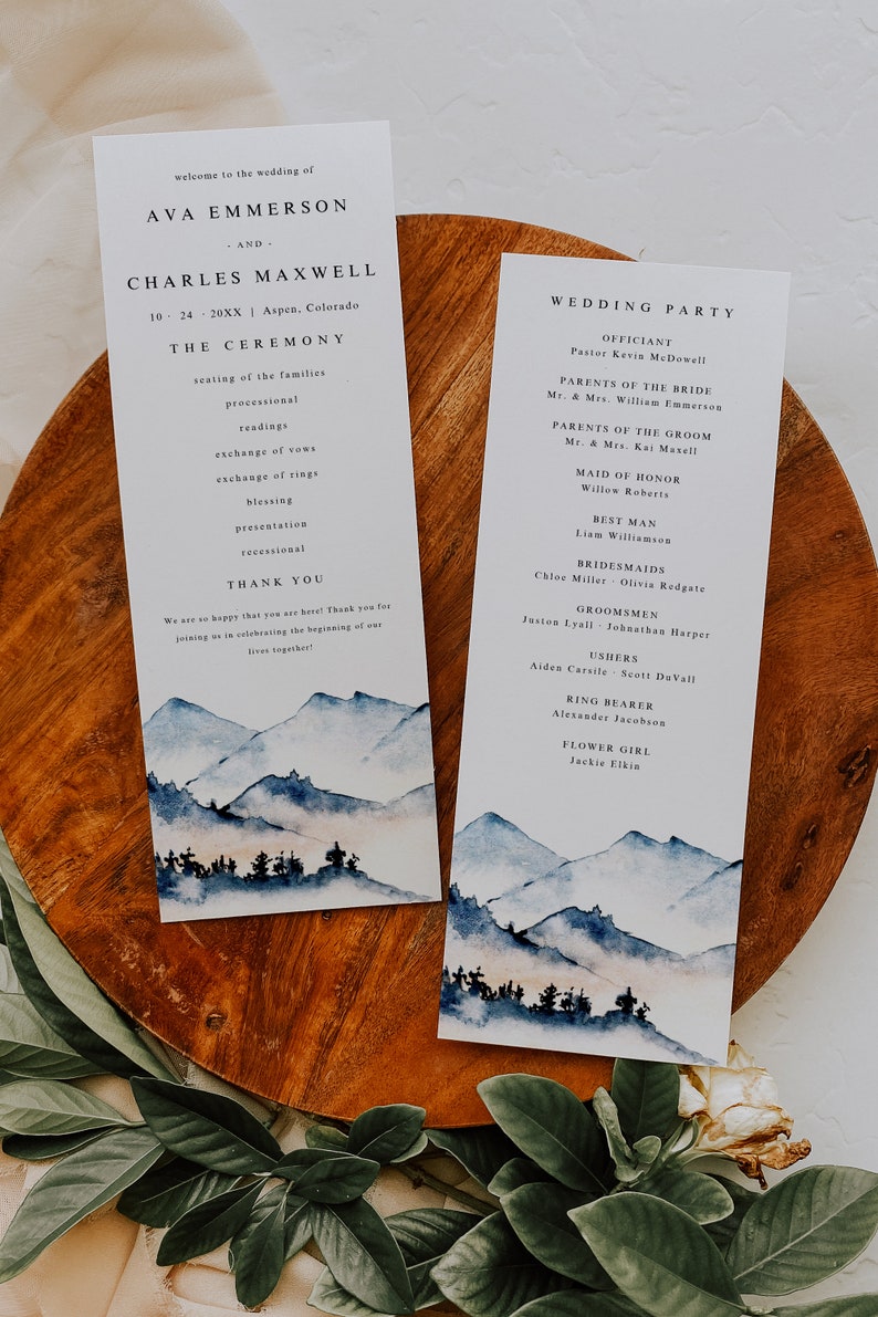 Printable Mountain Wedding Program Template Outdoor Wedding - Etsy