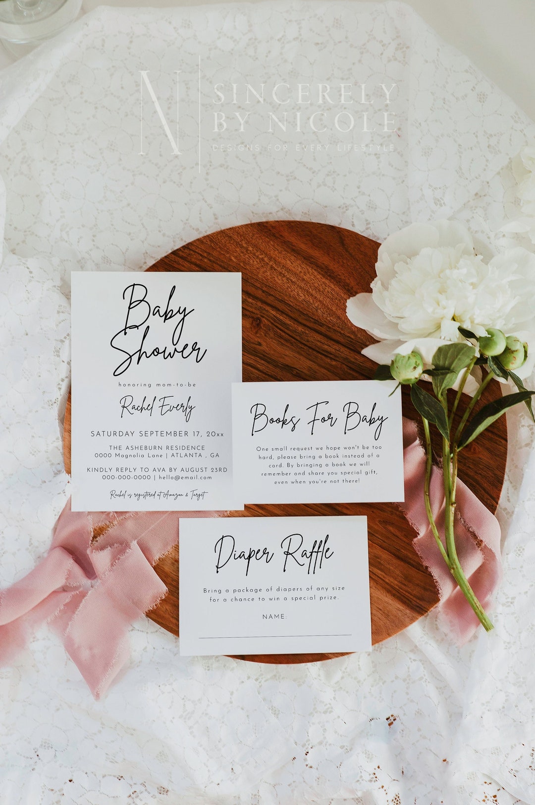 Modern Diaper Raffle Invite Card, Editable Printable Books for Baby ...