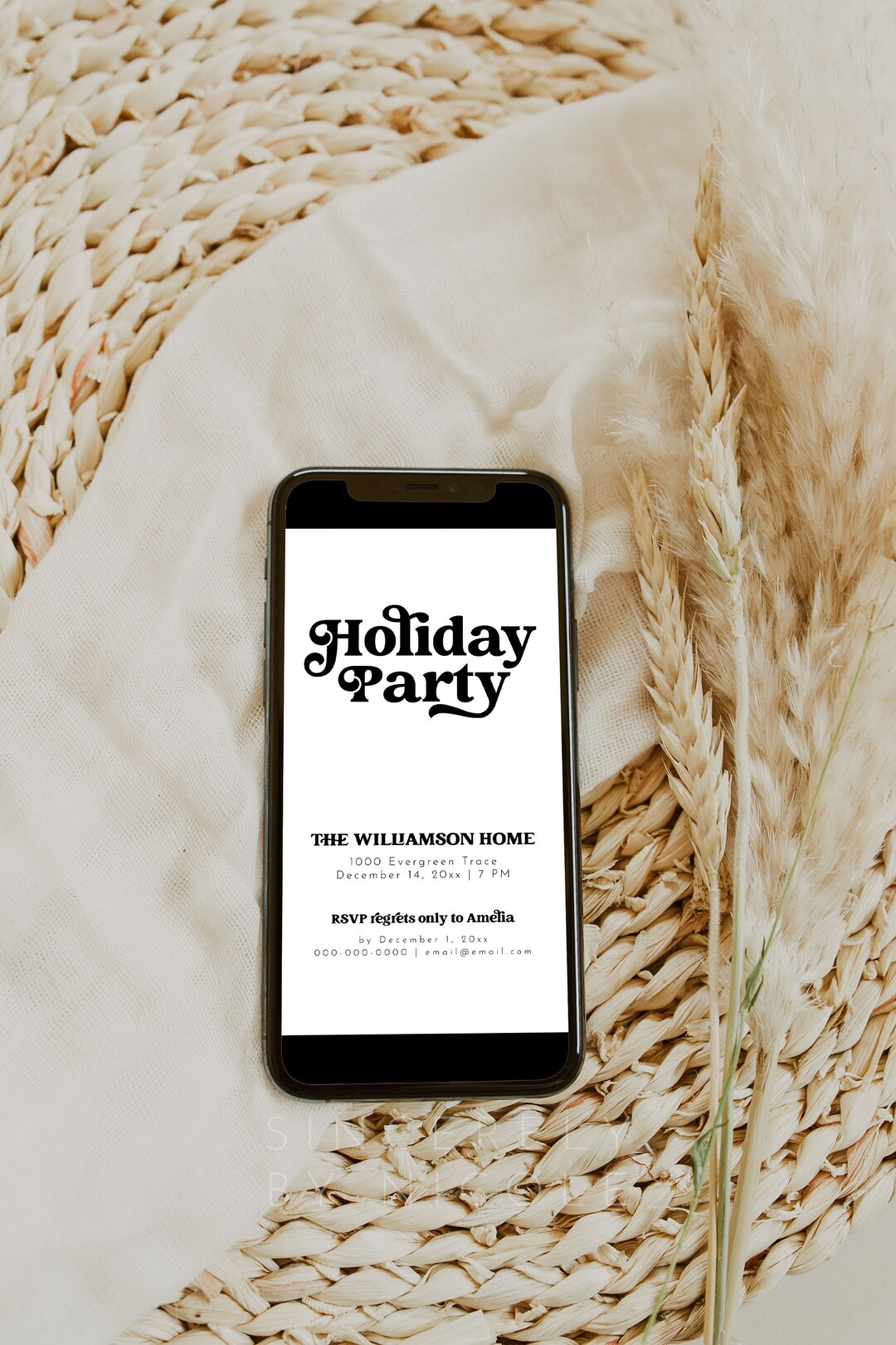 Retro Holiday Party Invitation, Retro Christmas Party Invite, Text ...