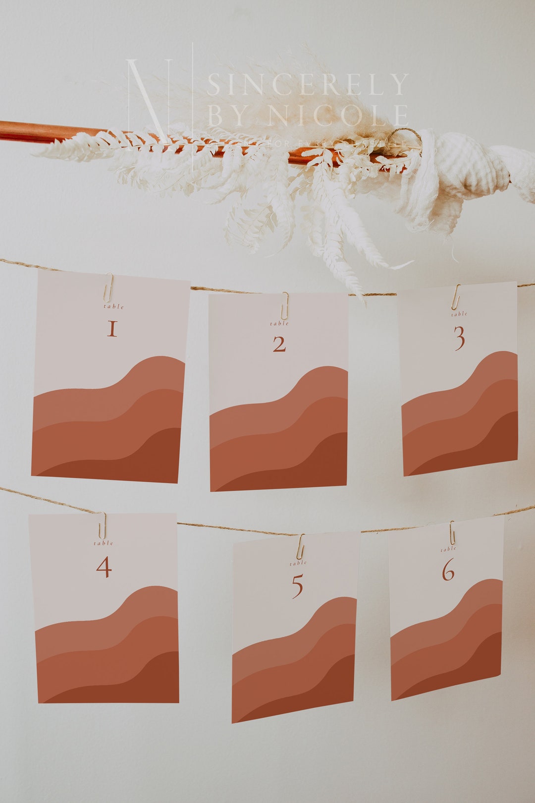 Boho Terracotta Table Number Template, Editable Printable Bohemian ...