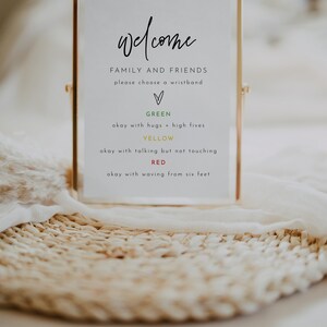 Color Coded Wristband Sign, Social Distance Wedding Wristband Sign ...