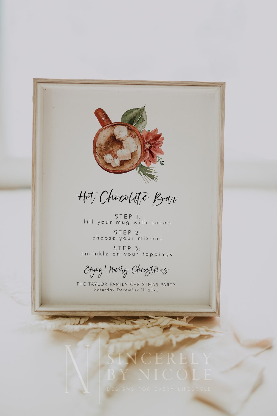 Hot Chocolate Bar Menu Template, Editable Printable Hot Cocoa Bar Sign ...