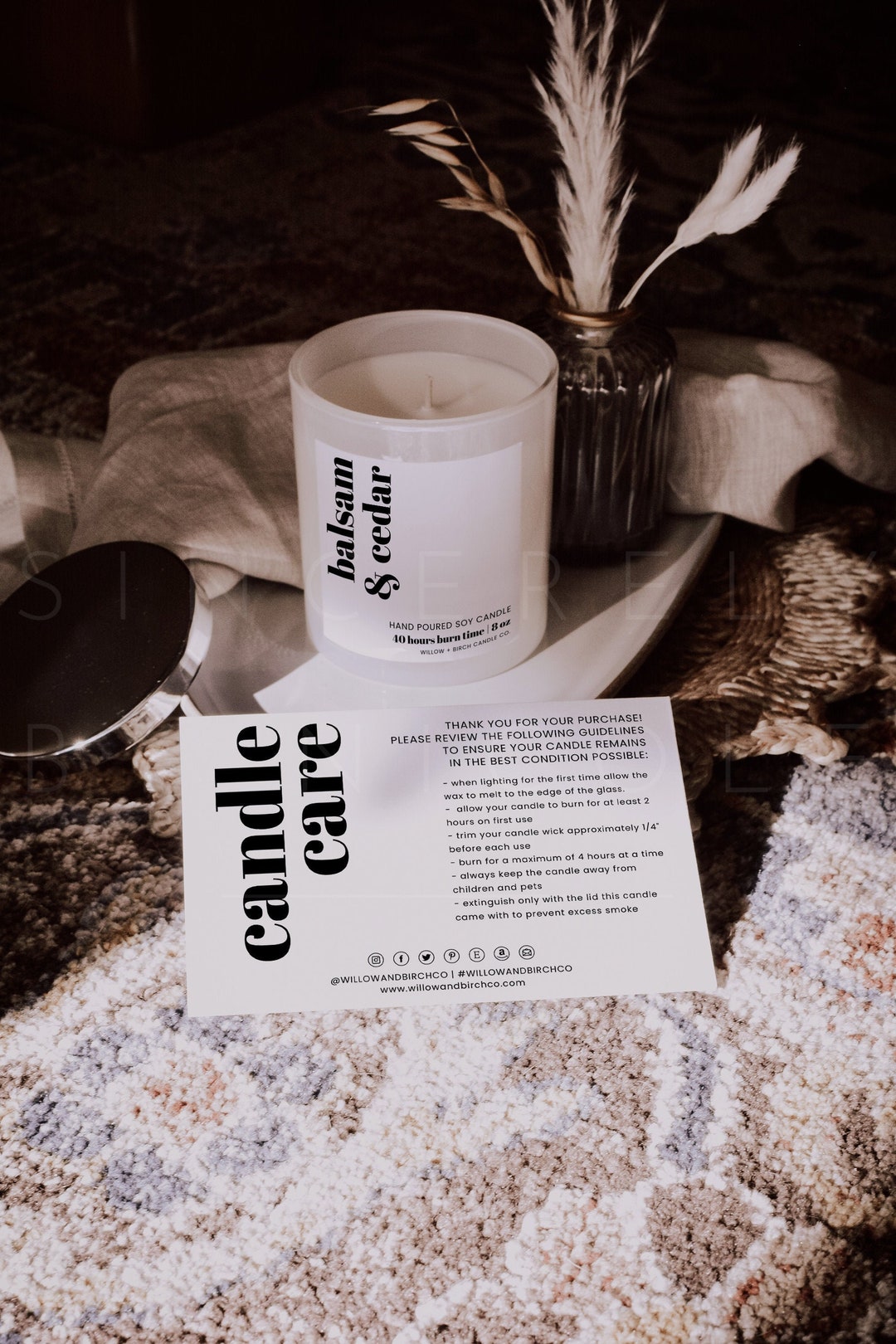 Printable Candle Label Template With Matching Candle Care Card, Modern ...