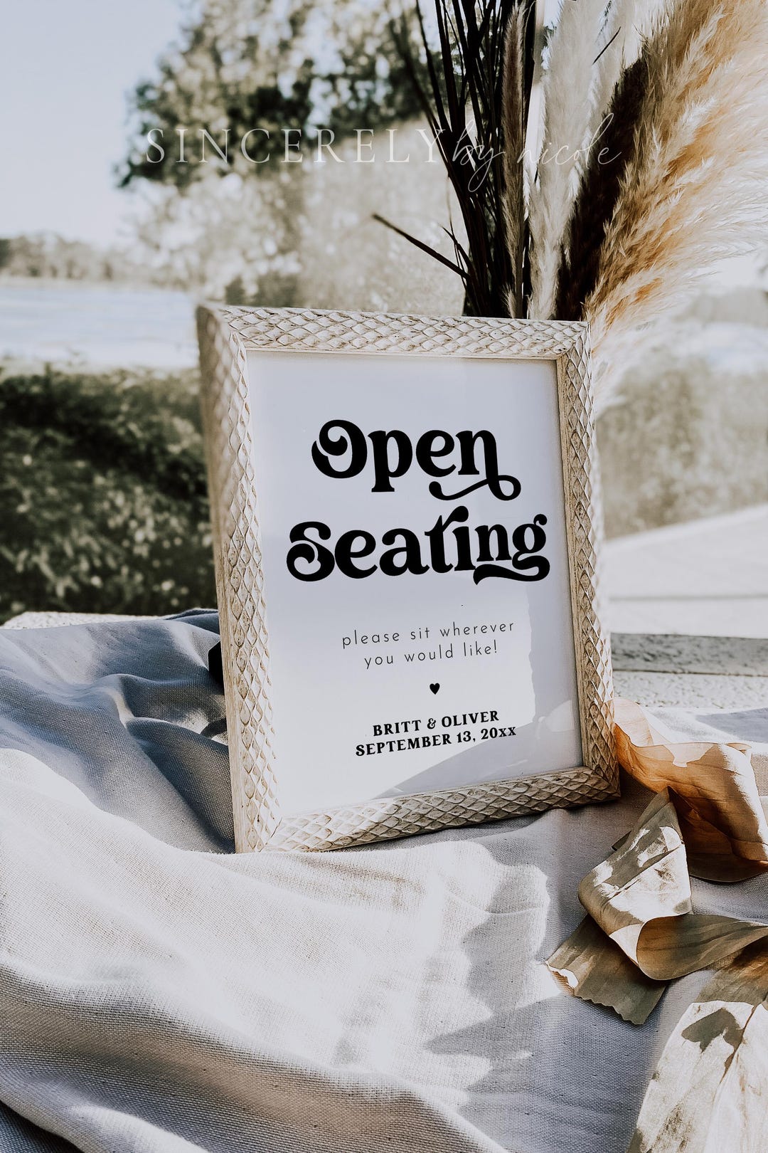 Open Seating Sign Template, Open Seating Sign Wedding, Minimalist ...