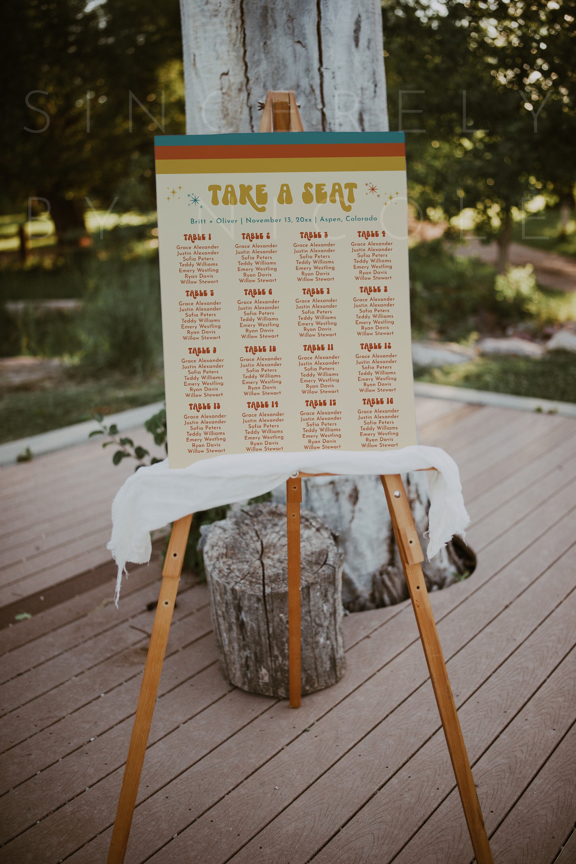 Retro Seating Chart Template Editable Modern Retro Wedding - Etsy