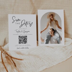 Modern Save the Date QR Code Template, Editable QR Code Save the Date ...