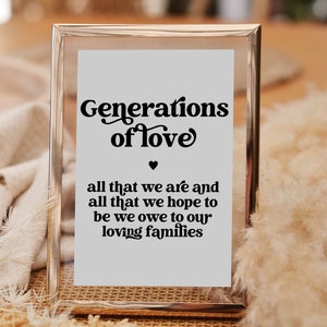 Generations of Love Sign Template, Retro Wedding Sign Generations of ...