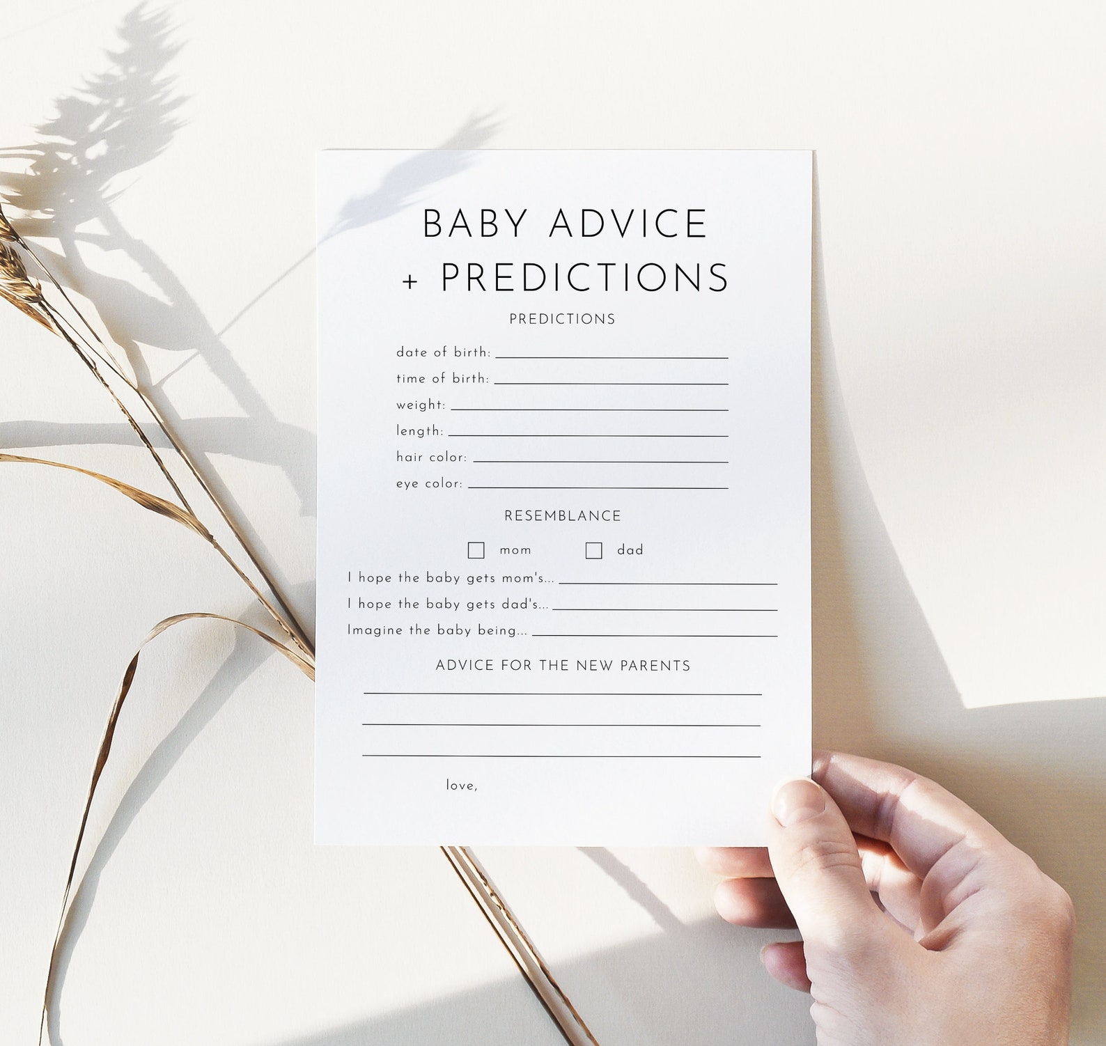 Baby Advice and Predictions Game Printable Baby Shower Games - Etsy
