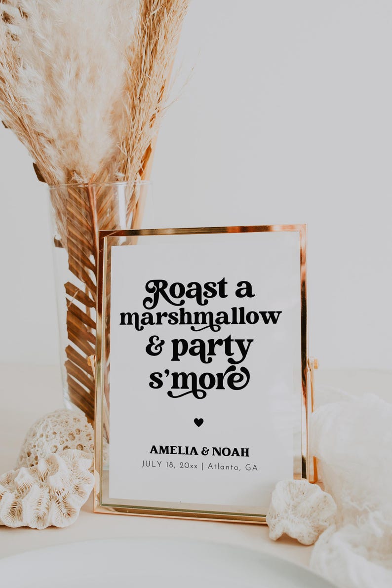 S'mores Bar Sign, Canva Wedding Signage, Roast a Marshmallow and Party ...