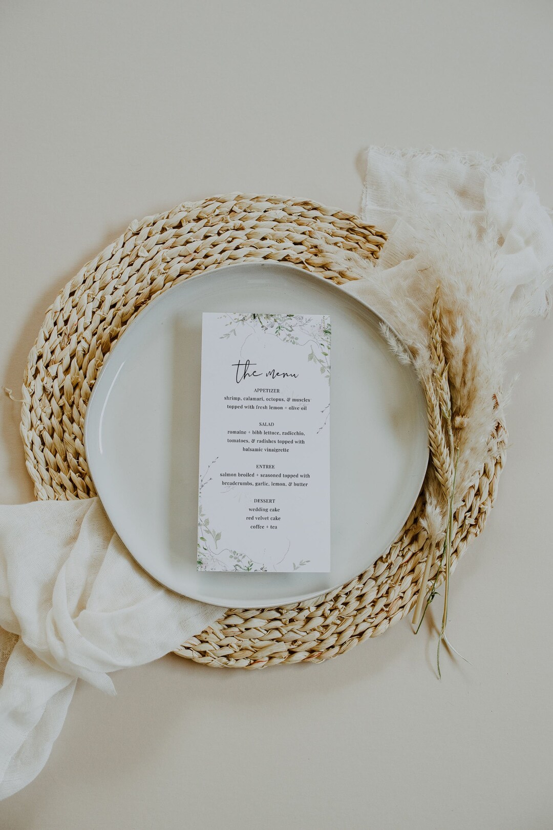 Greenery Menu Template Wedding Menu Template Greenery Menu - Etsy