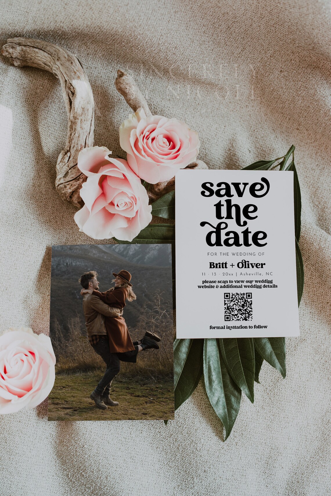 Save the Date With QR Code Wedding Details Photo Save the - Etsy
