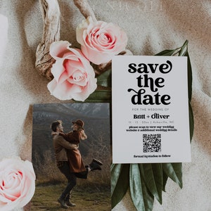 Save the Date With QR Code Wedding Details, Photo Save the Date QR Code ...