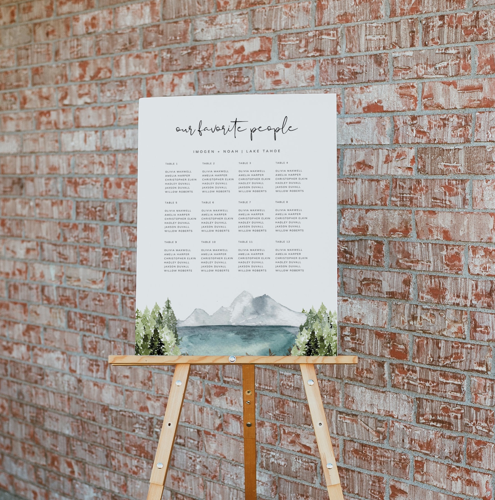 Mountain Seating Chart Sign Poster, Table Poster, Seating Plan ...