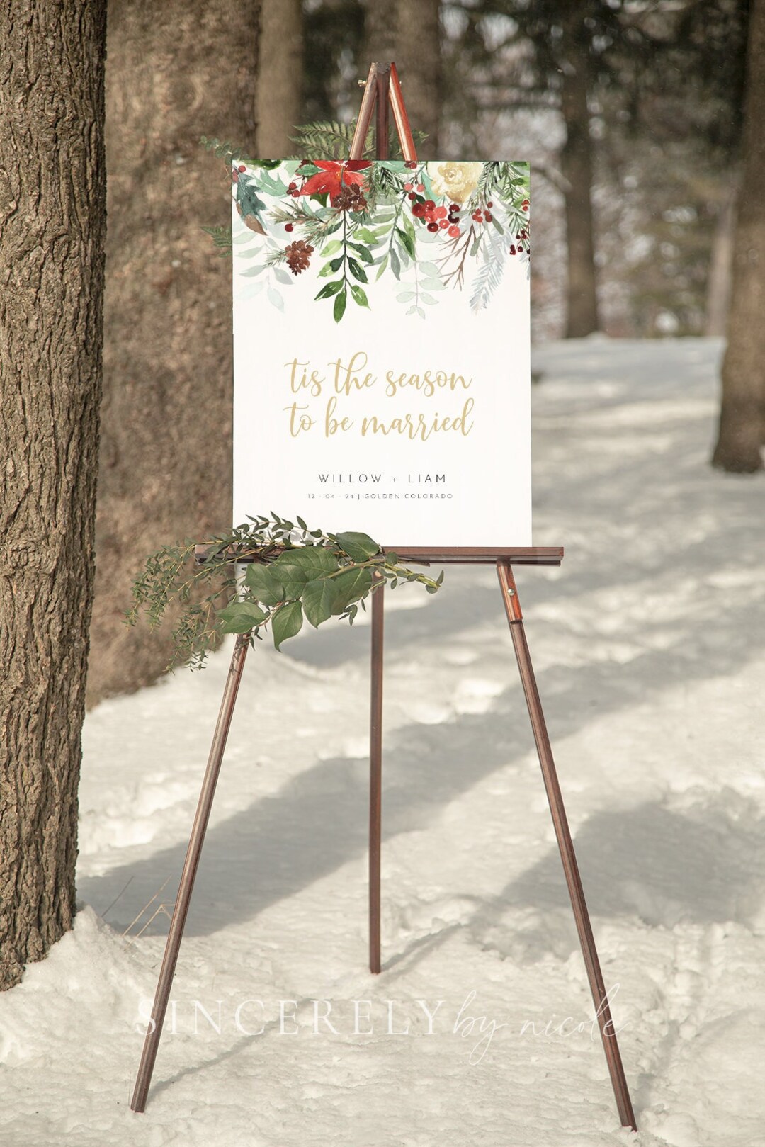 Christmas Wedding Welcome Sign, Winter Wedding Welcome Sign Template ...