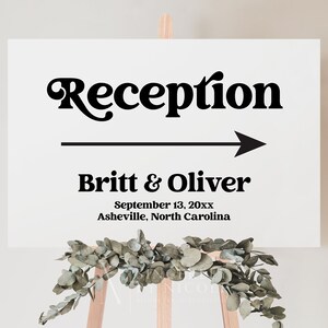 Retro Reception Sign, Arrow Reception This Way Sign Template, Editable ...