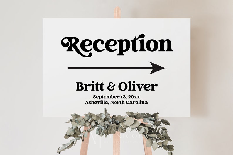 Retro Reception Sign Arrow Reception This Way Sign Template - Etsy