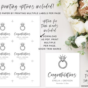Engagement Candle, Engagement Gift, Engagement Candle Label Template ...