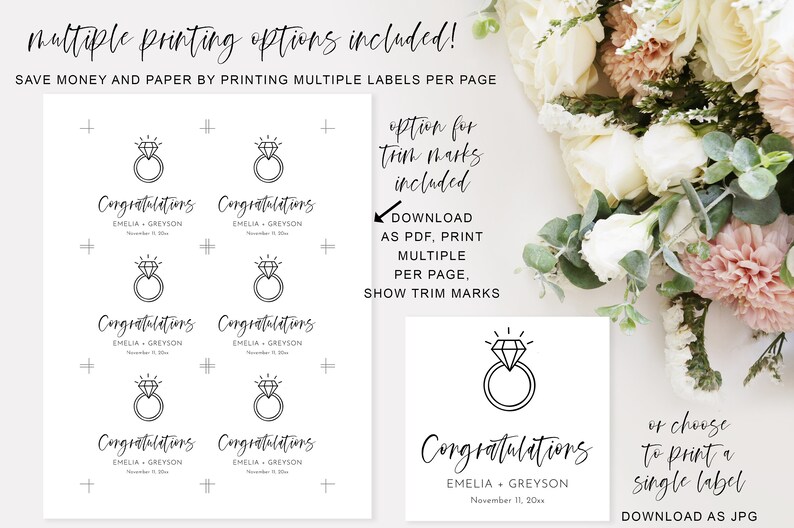 Engagement Candle, Engagement Gift, Engagement Candle Label Template ...