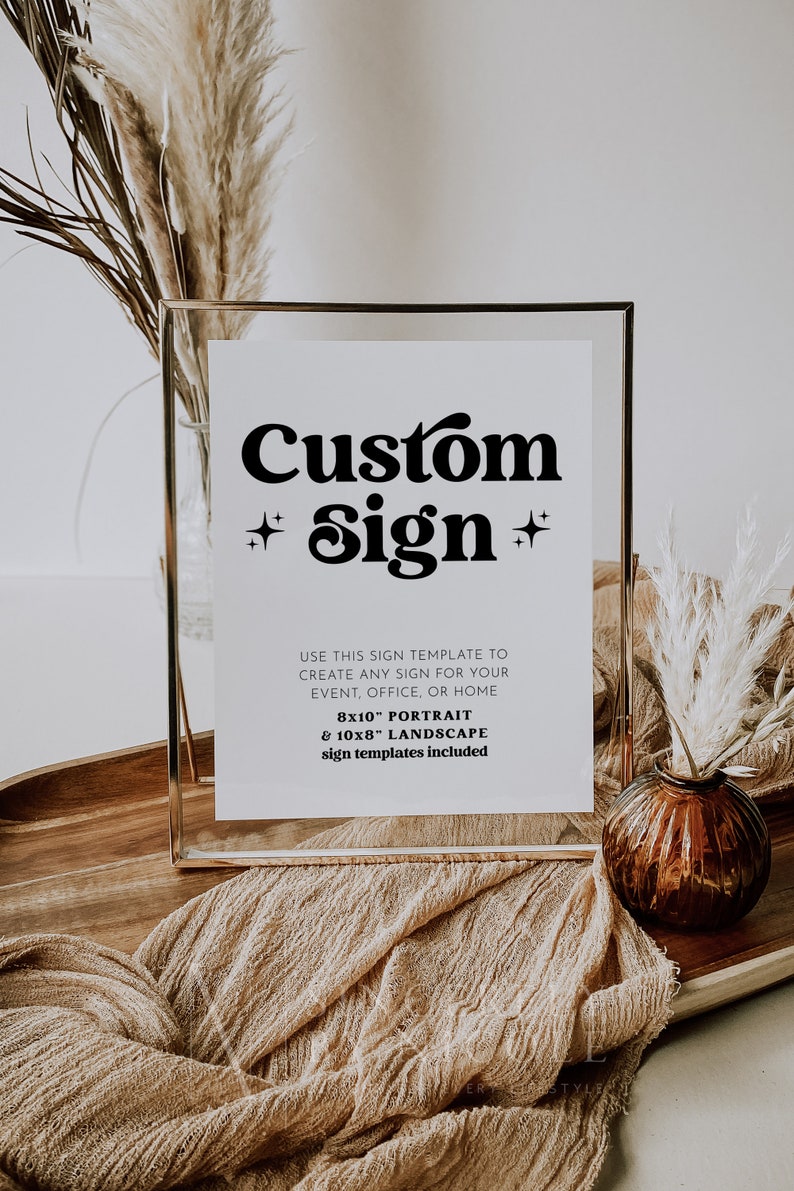 Editable Custom Sign, Printable Signs, Retro Sign Editable Printable ...