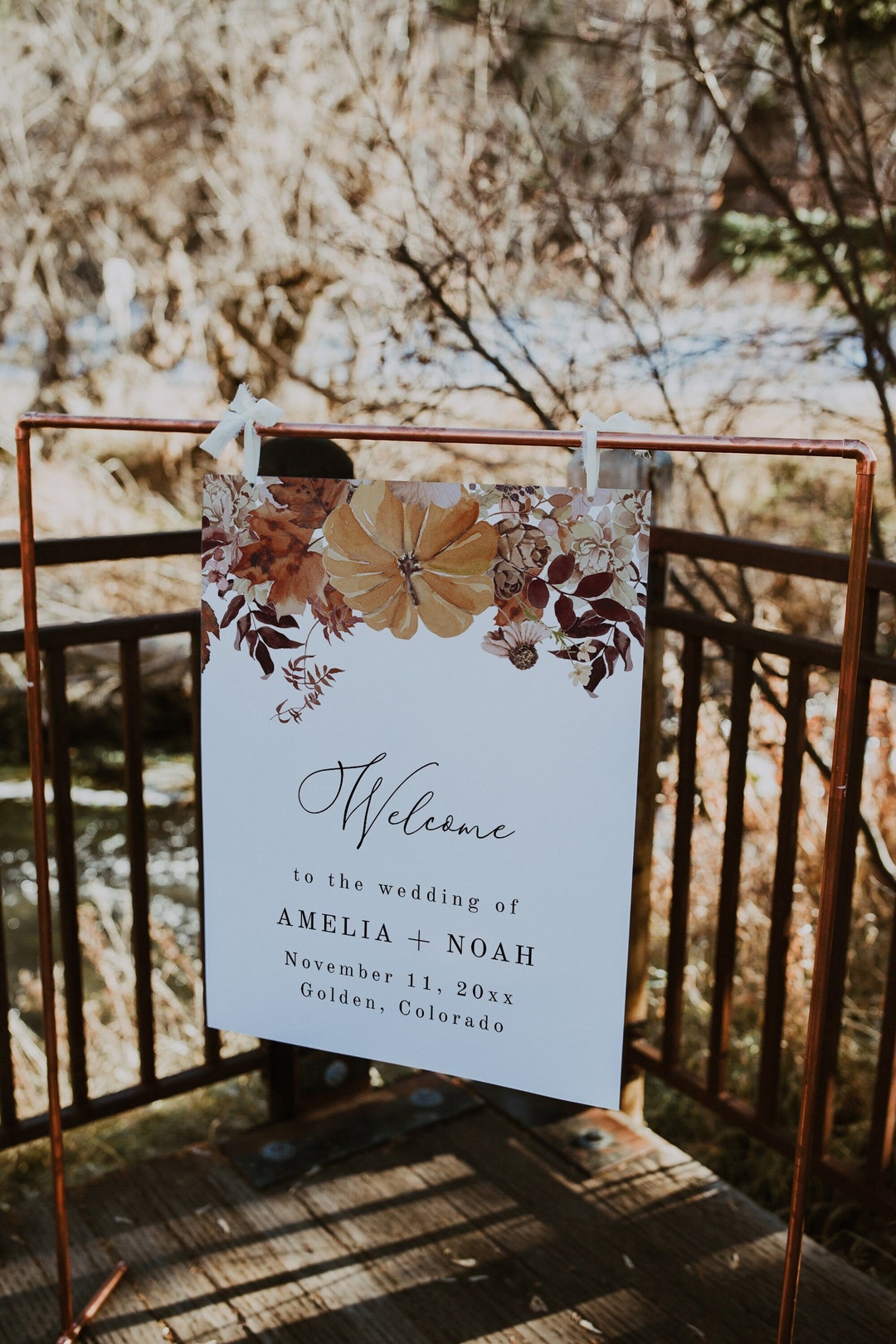 Autumn Wedding Welcome Sign, Fall Wedding Welcome Sign Editable ...