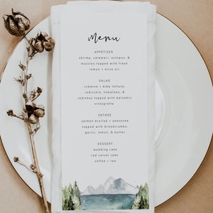 Mountain Menu Card 100% Editable Printable Menu Mountain - Etsy